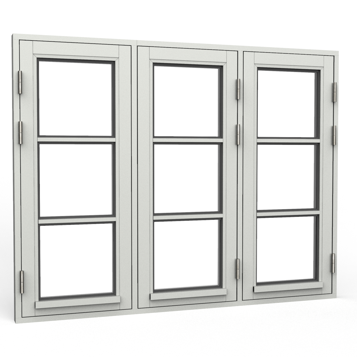 Type 620 - 3-fags Sprossevindue Med 3 Glasfelter I Hver